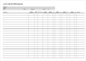 Plantilla de lista de entregables para proyectos. Editable o PDF.
